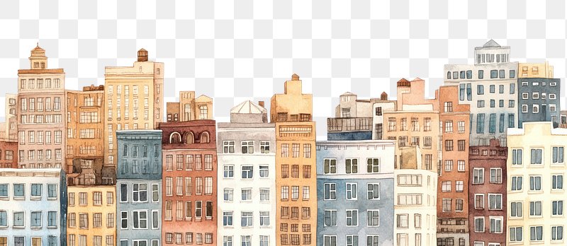 PNG Vintage city buildings architecture | Free PNG - rawpixel