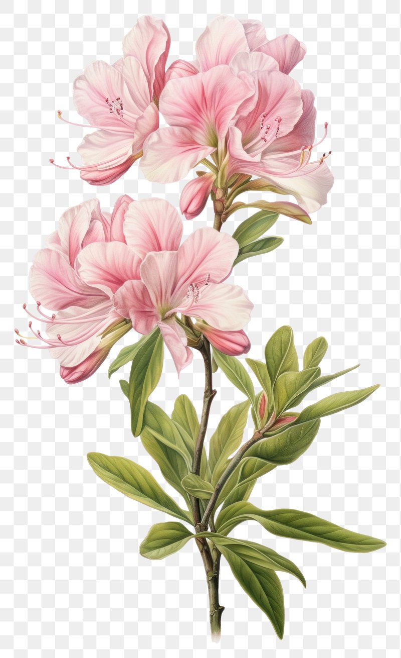 PNG Flowers illustration botanical azalea. | Free PNG - rawpixel