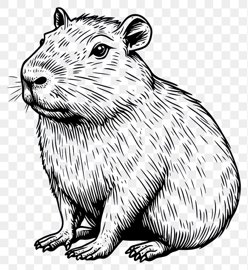 Capybara face linear art illustration | Free Photo Illustration - rawpixel