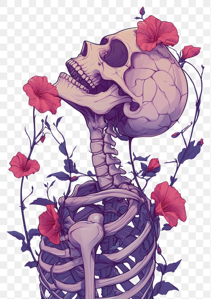 Skeleton cover blue Ipomoea art | Free Photo Illustration - rawpixel