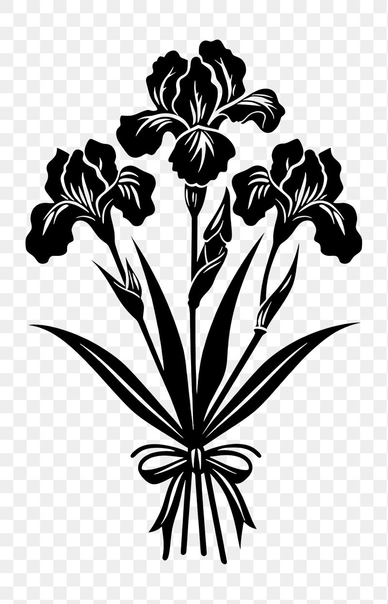 PNG Iris silhouette bouquet flower | Free PNG - rawpixel