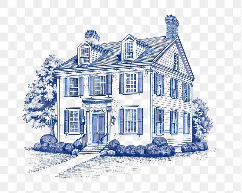 PNG Hand drawn Colonial house | Free PNG - rawpixel