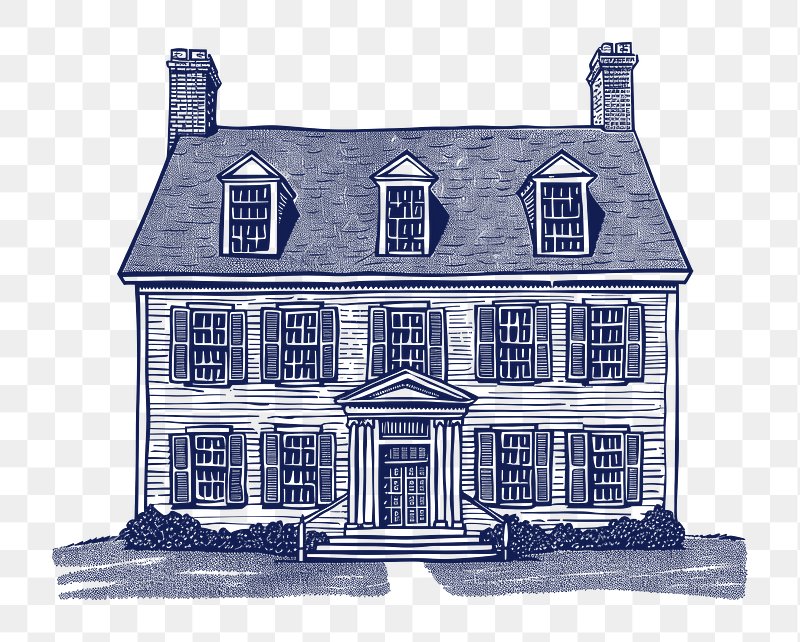 PNG Hand drawn Colonial house | Free PNG - rawpixel