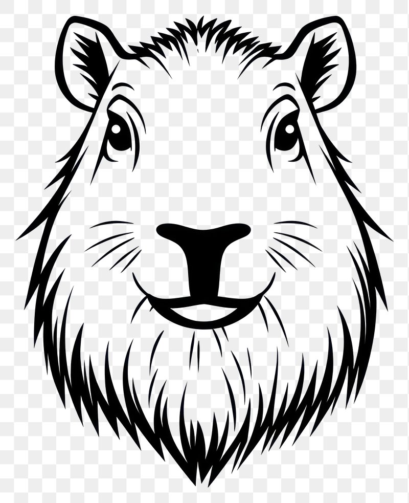 Capybara face linear art illustration | Free Photo Illustration - rawpixel