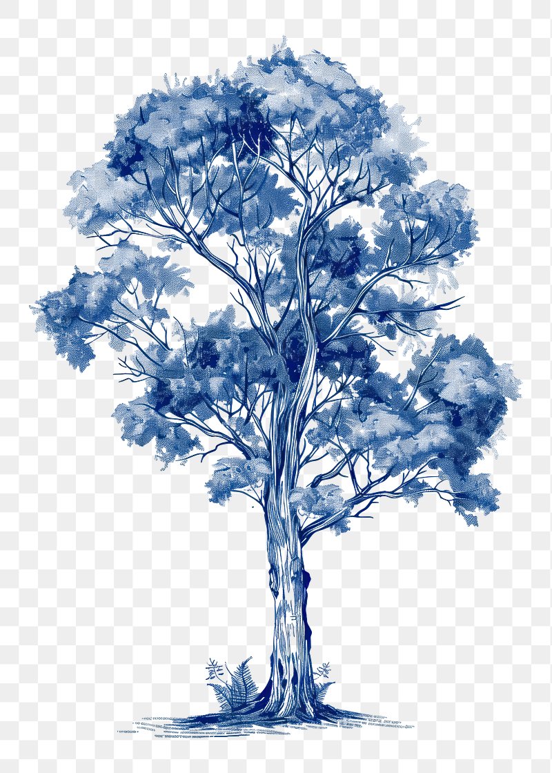 PNG Tree drawing blue art. | Free PNG - rawpixel