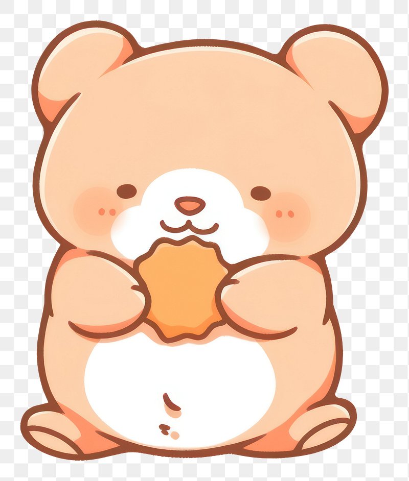 Cute bear eating cookie kawaii | Free Vector - rawpixel