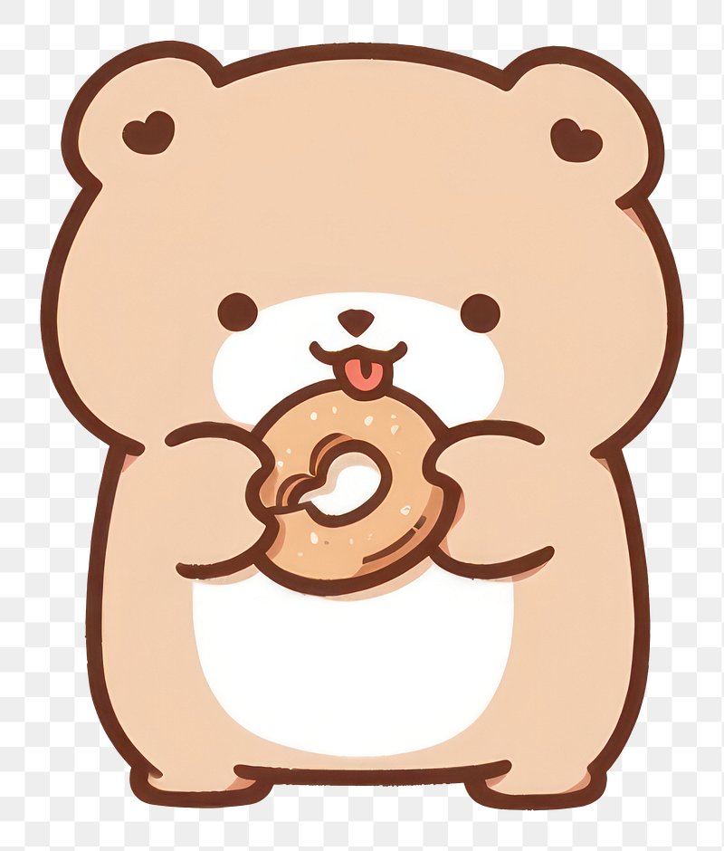 Cute bear eating cookie kawaii | Free Vector - rawpixel