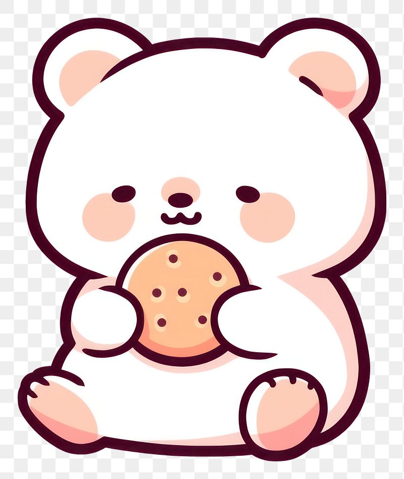 Cute bear eating cookie kawaii | Free Vector - rawpixel