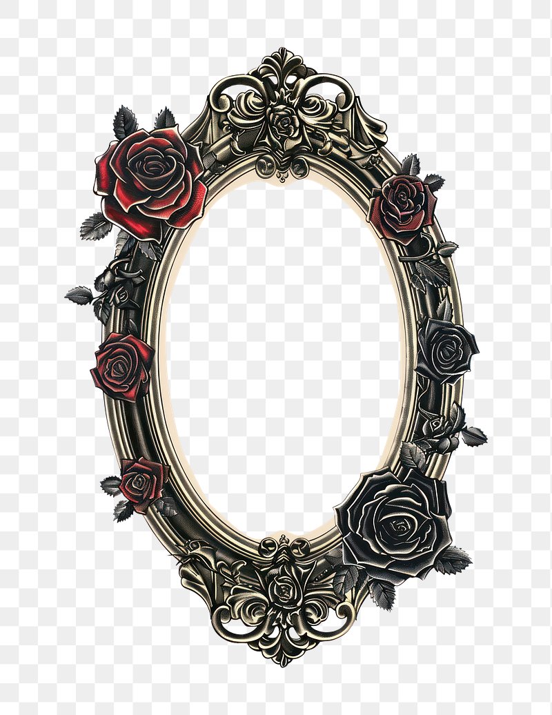 PNG Oval frame roses gothic | Free PNG - rawpixel