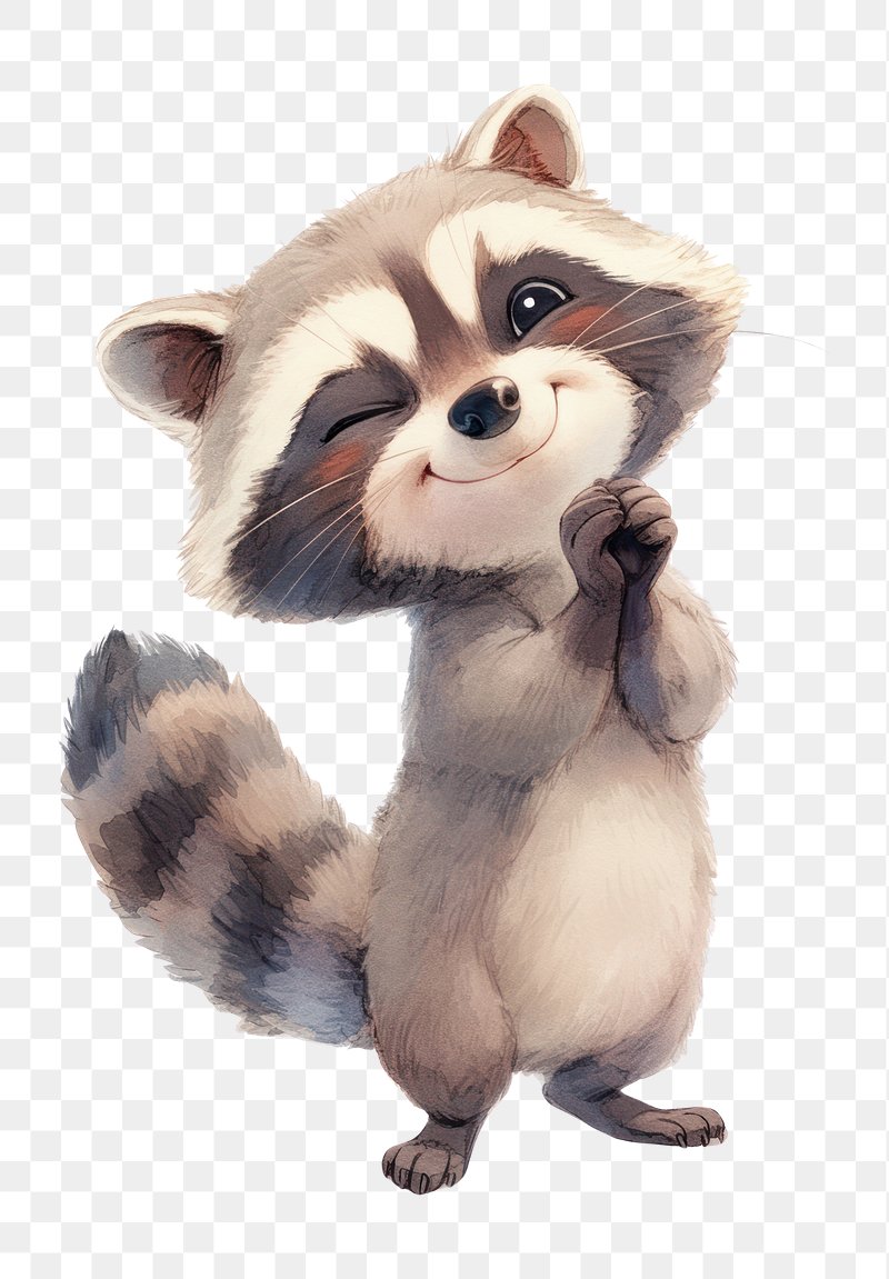 PNG Raccoon Winking illustration winking | Free PNG - rawpixel
