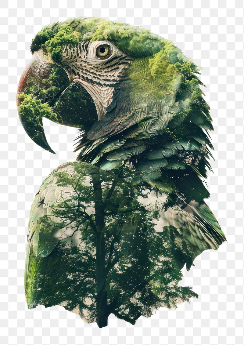 PNG Parrot trees exposure double | Free PNG - rawpixel
