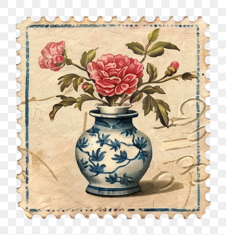 PNG Vintage postage stamp flower | Free PNG - rawpixel