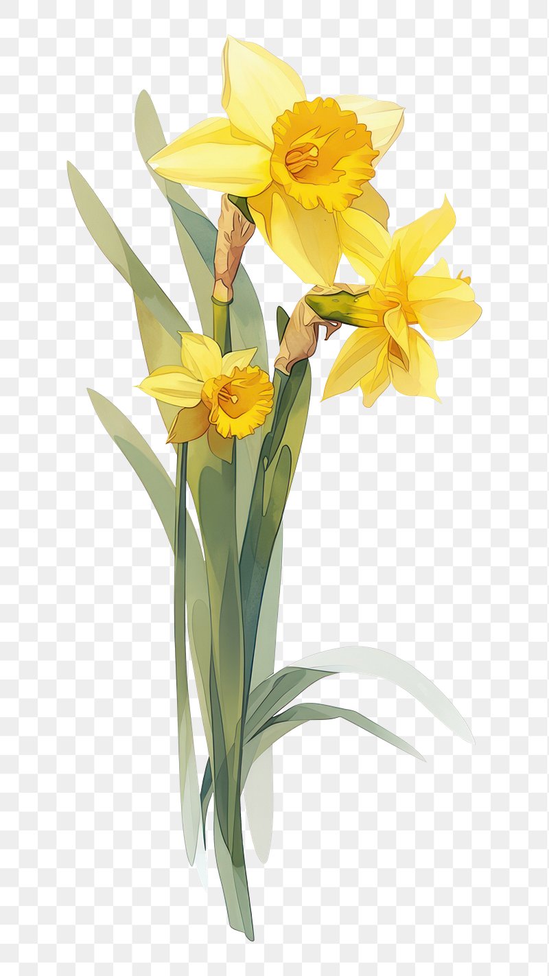 PNG Daffodil daffodils illustration watercolor. | Free PNG - rawpixel