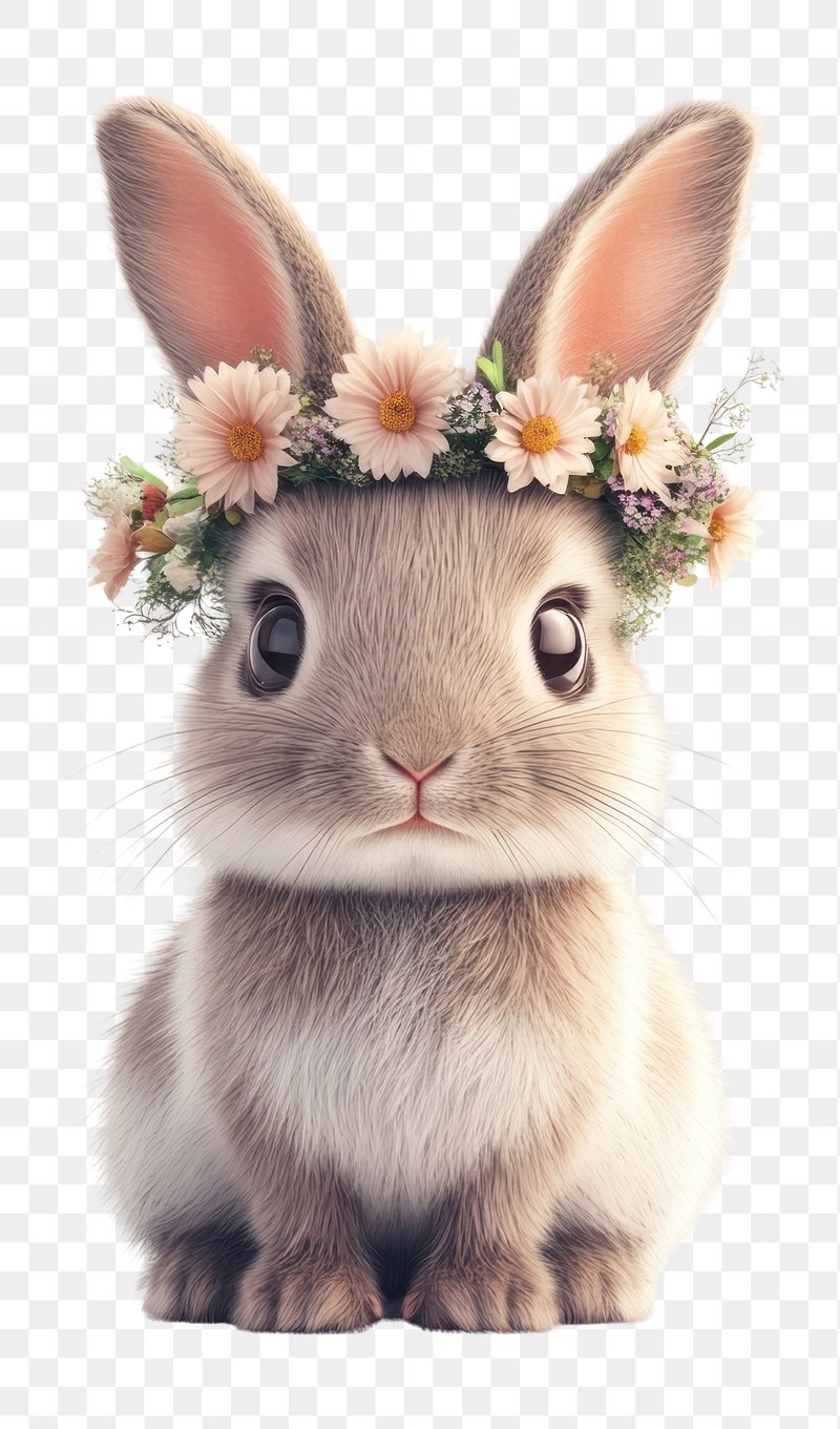 PNG Rabbit wearing flower crown | Free PNG - rawpixel