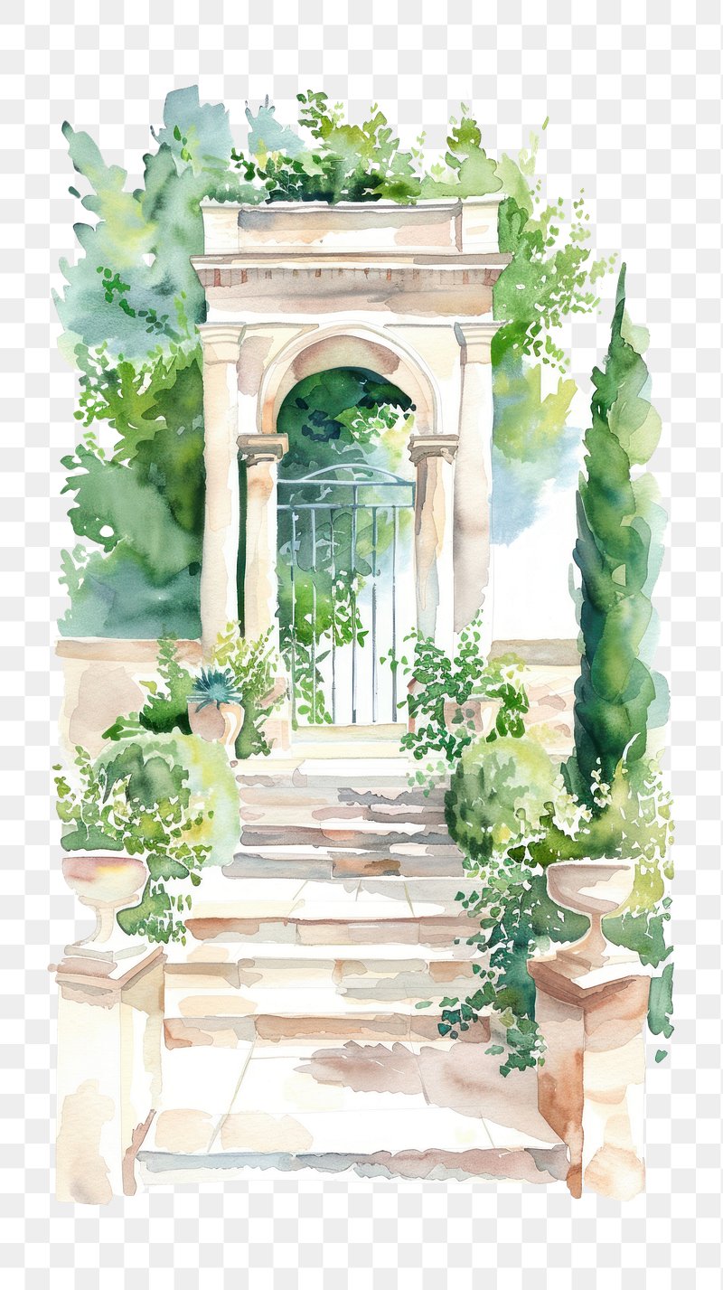 PNG Roman architecture plants art | Free PNG - rawpixel