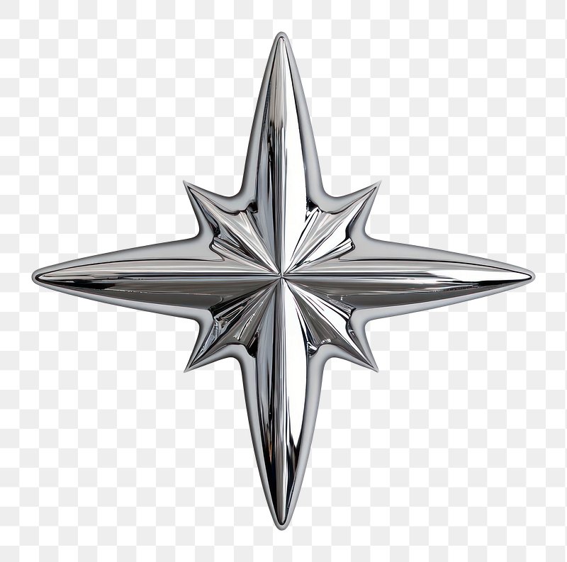 PNG four-pointed starburst metallic chrome | Free PNG - rawpixel
