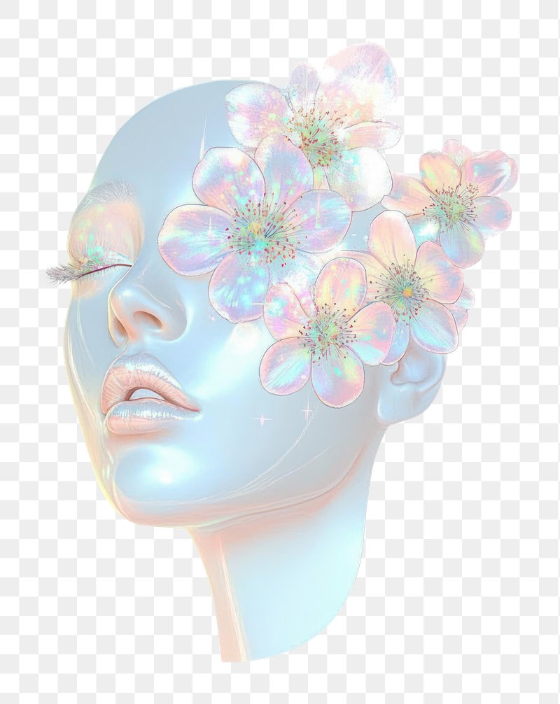 PNG Woman face half flowers | Free PNG - rawpixel