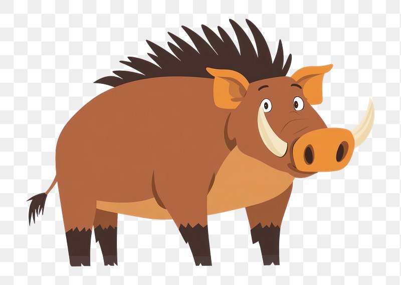 PNG Cute cartoon warthog illustration | Free PNG - rawpixel