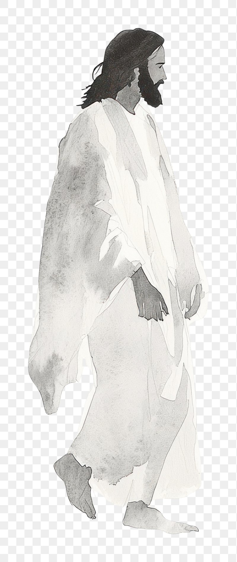 Jesus white robe sketch drawing | Free Photo Illustration - rawpixel