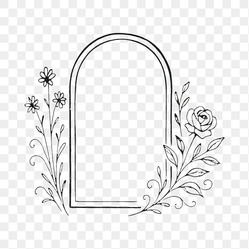 Flower Border Line Drawing PNG Frame Images | Free Photos, PNG Stickers ...