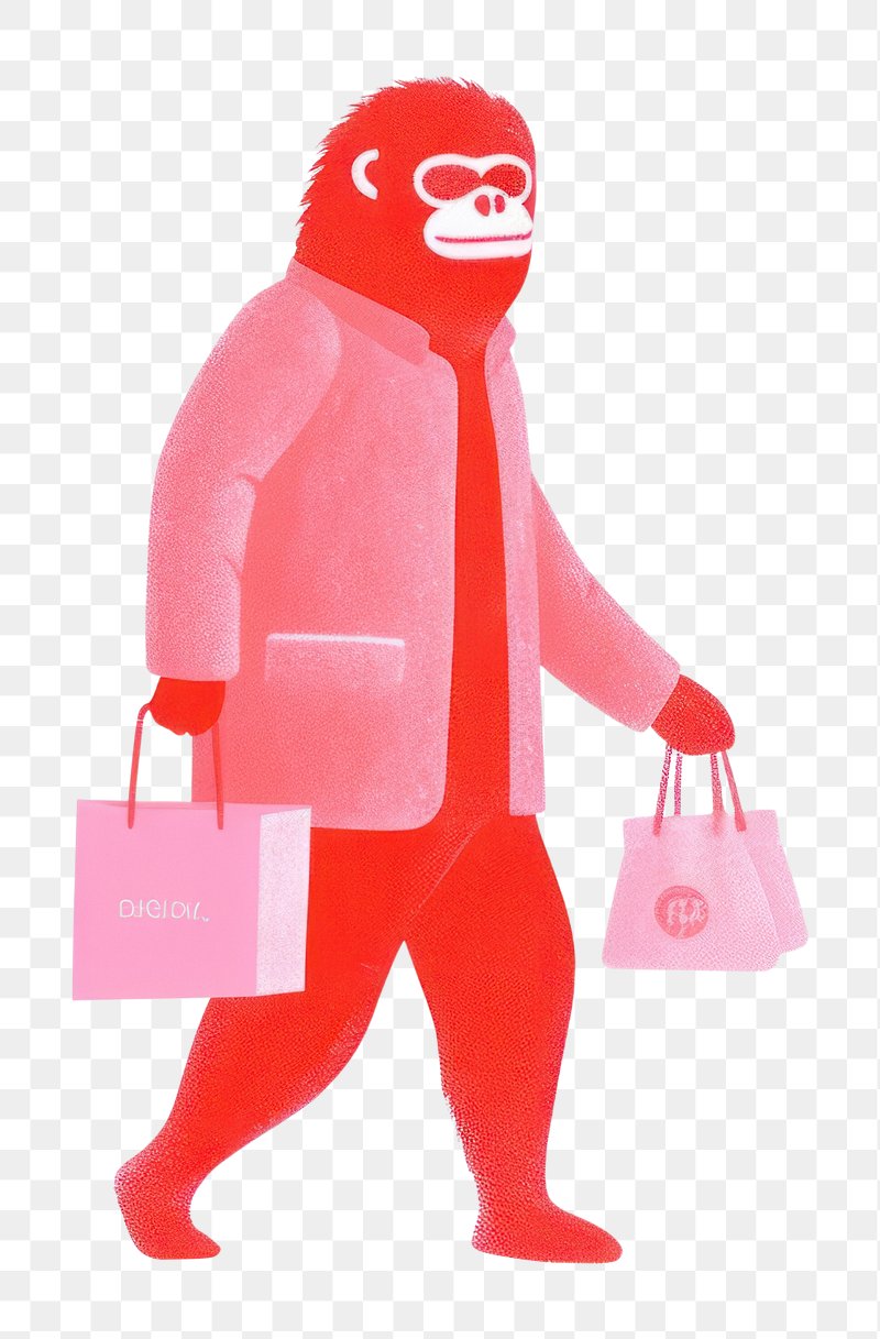 PNG Monkey shopping bag white | Free PNG - rawpixel