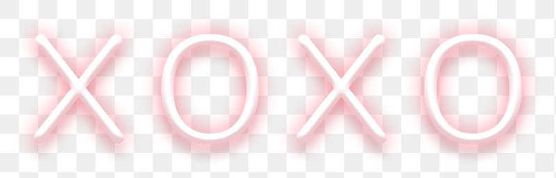 Glowing XOXO red neon typography design element