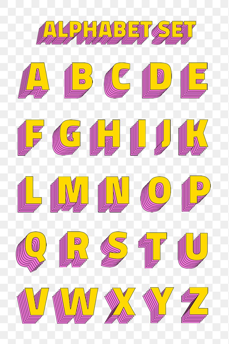 Transparent layered alphabet set retro | Free PNG - rawpixel
