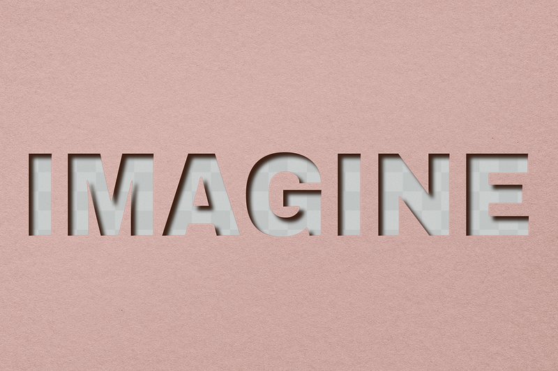 Png word imagine paper cut font typography