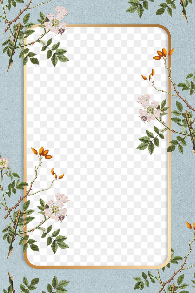 Gold floral rectangular frame png
