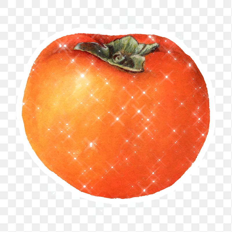 Hand drawn sparkling persimmon sticker | Free PNG Sticker - rawpixel