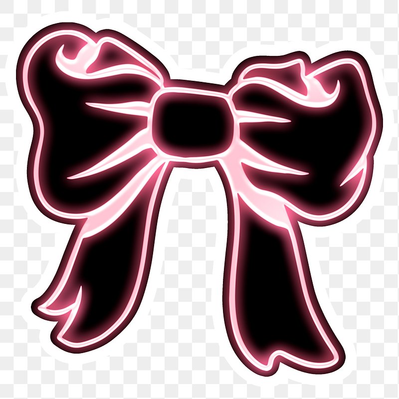 Cute neon pink bow sticker | Free PNG Sticker - rawpixel