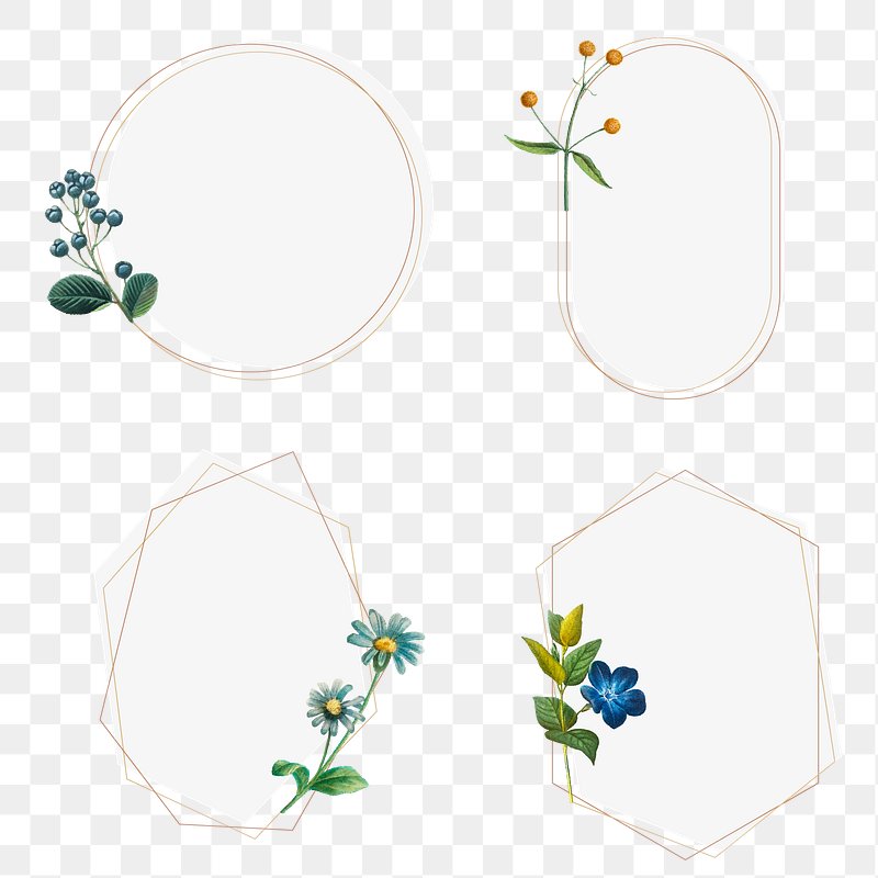 Blue Flowers Geometric Frame PNG Images | Free Photos, PNG Stickers ...