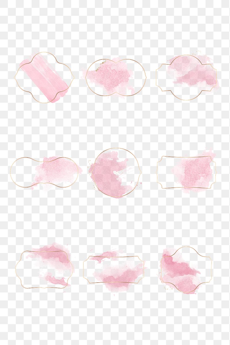 Pink watercolor badge template set png