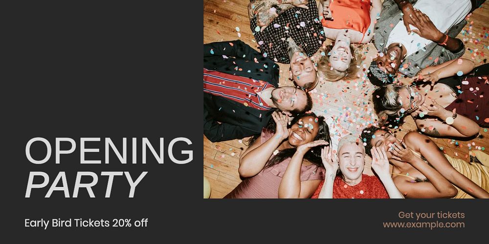 Opening party Twitter ad template, | Premium Editable Template - rawpixel