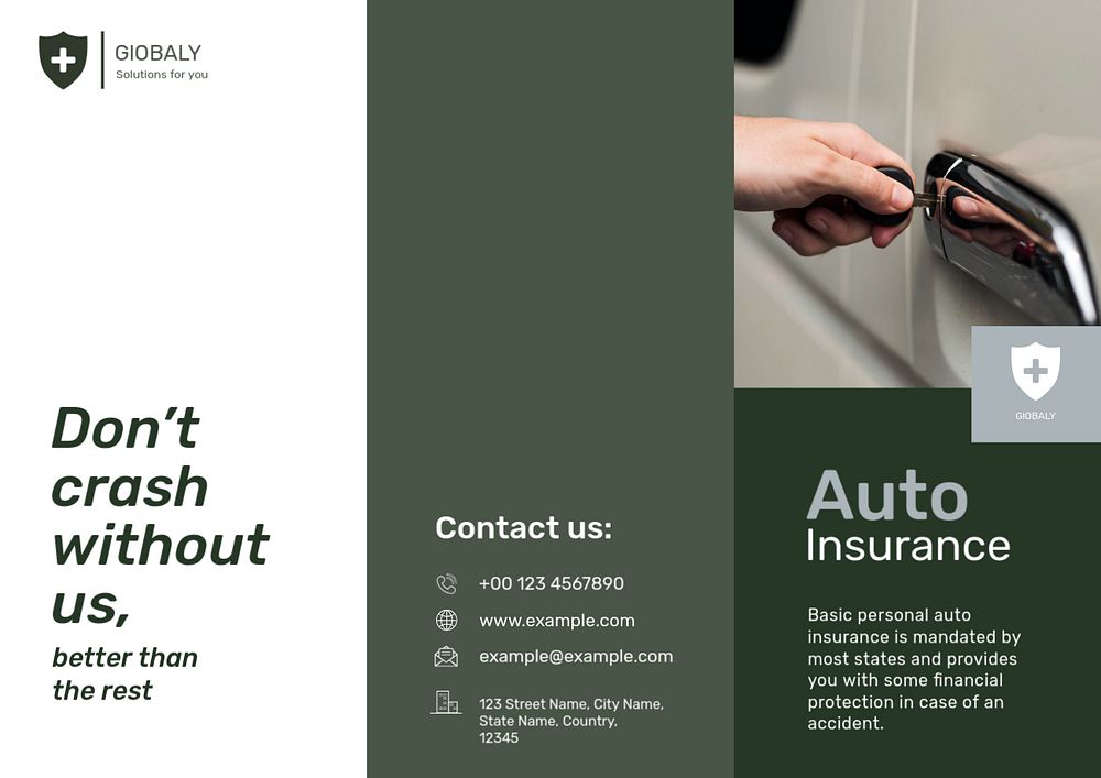 Auto insurance brochure template, safety | Free Editable Template ...