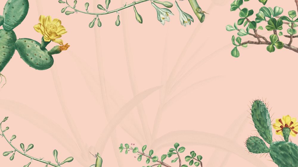 Tropical cactus floral desktop wallpaper, | Premium Editable Design ...