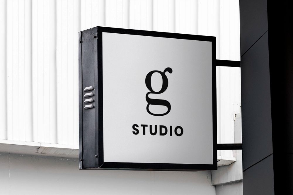 Square sign mockup, business branding, | Premium Mockup Generator ...