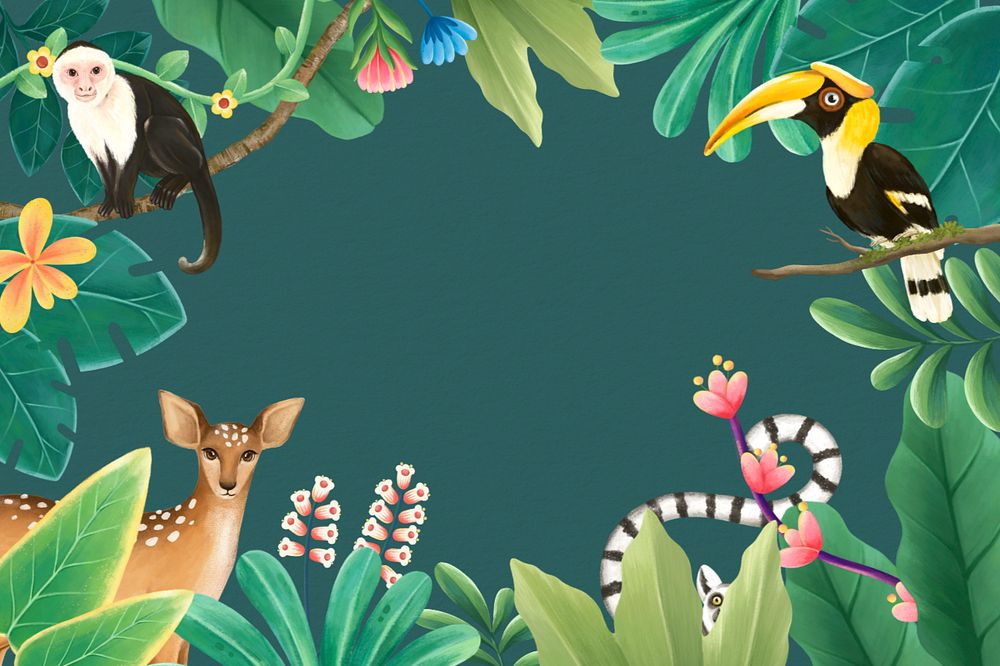 Hand-drawn wild animal frame, customizable | Free Editable Design ...