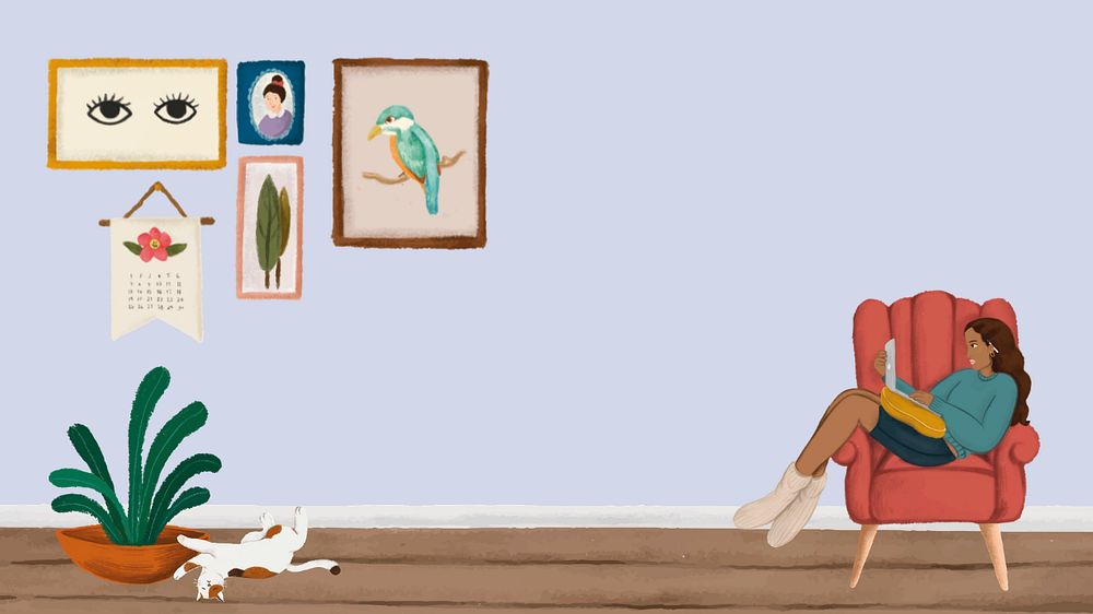 WFH aesthetic HD wallpaper, woman | Premium Editable Design - rawpixel