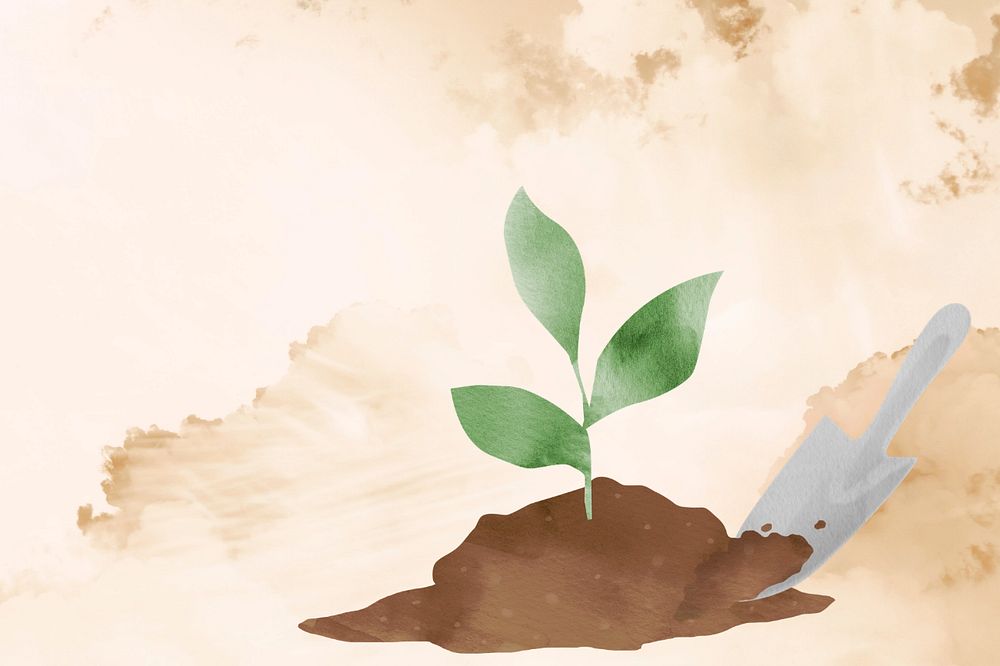 Tree planting aesthetic watercolor background, | Premium Editable ...