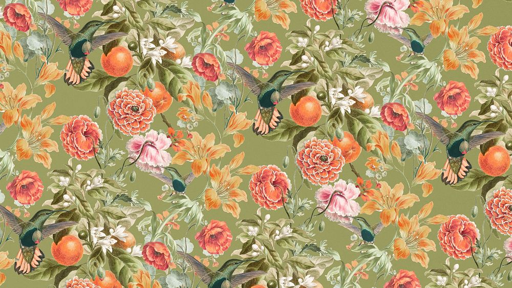 Spring flower pattern desktop wallpaper, | Premium Editable Design ...