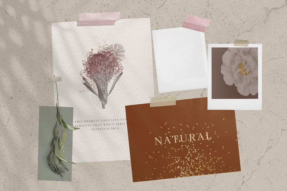 Floral wall mood board mockup, | Premium Moodboard Maker - rawpixel