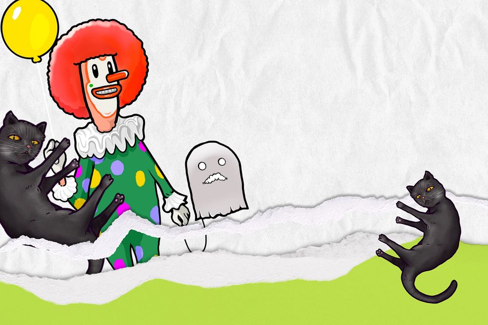 Funky clown holding balloon background | Premium Editable Design - rawpixel