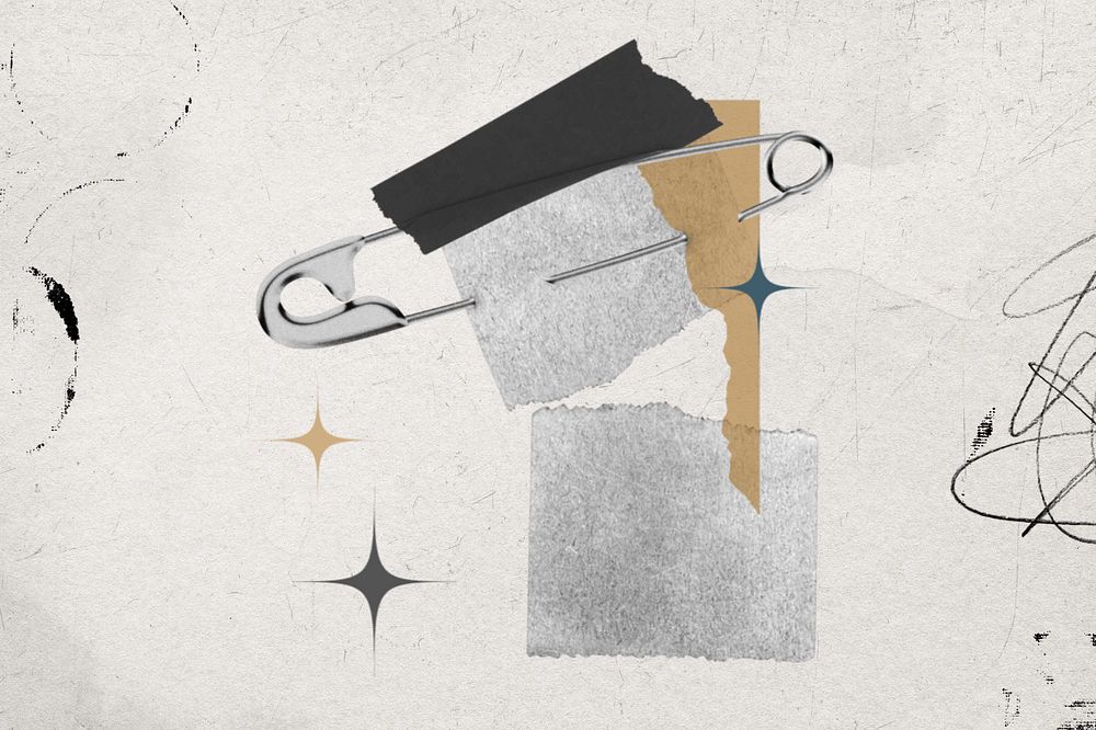 Ripped paper safety pin, aesthetic | Free Editable Design - rawpixel