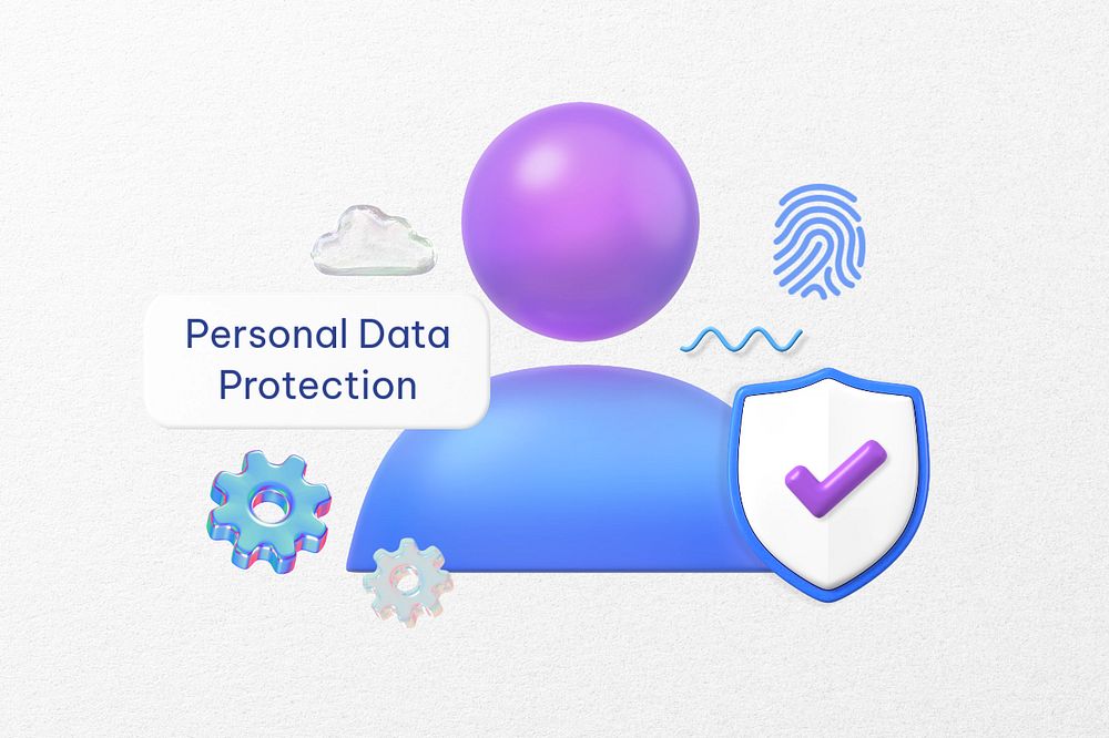 Personal data protection word, 3D | Free Editable Design - rawpixel