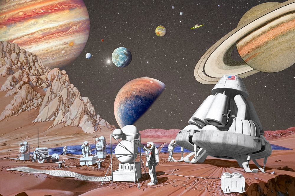 Mars space station background, astronaut | Premium Editable Design ...