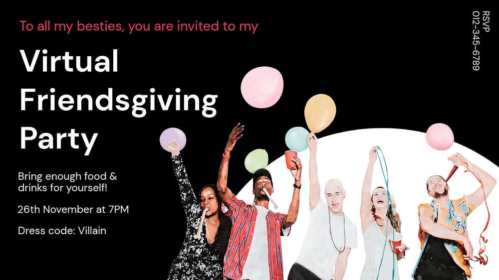 Virtual friendsgiving party blog banner | Premium Editable Template ...