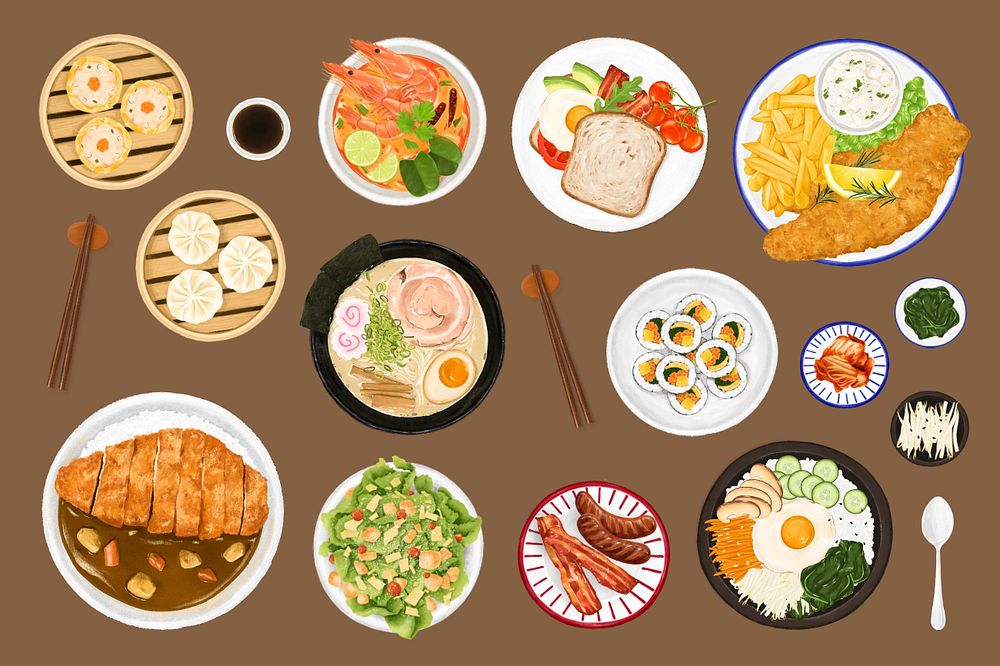Delicious Asian food collage element | Free Editable Design - rawpixel
