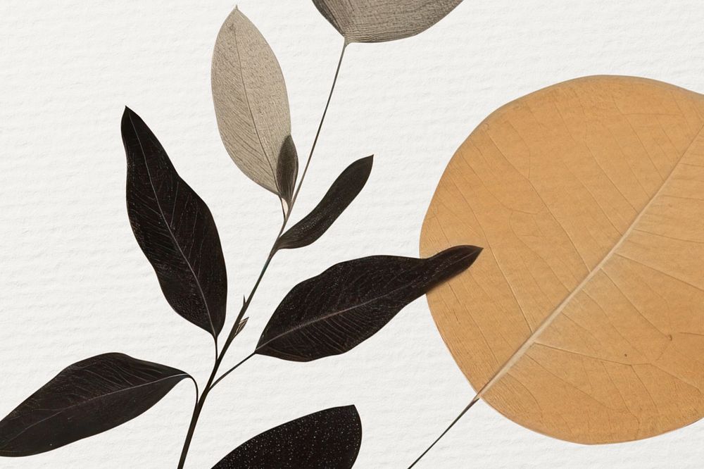 Autumn black and golden leaf | Free Editable Design - rawpixel