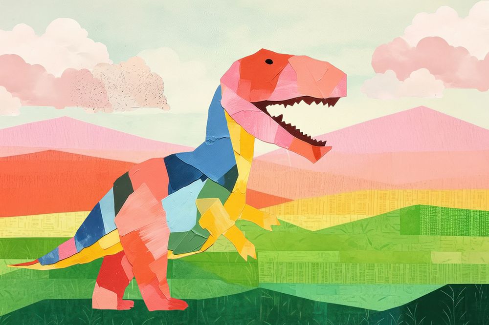 Colorful dinosaur landscape, editable paper | Free Editable Design ...